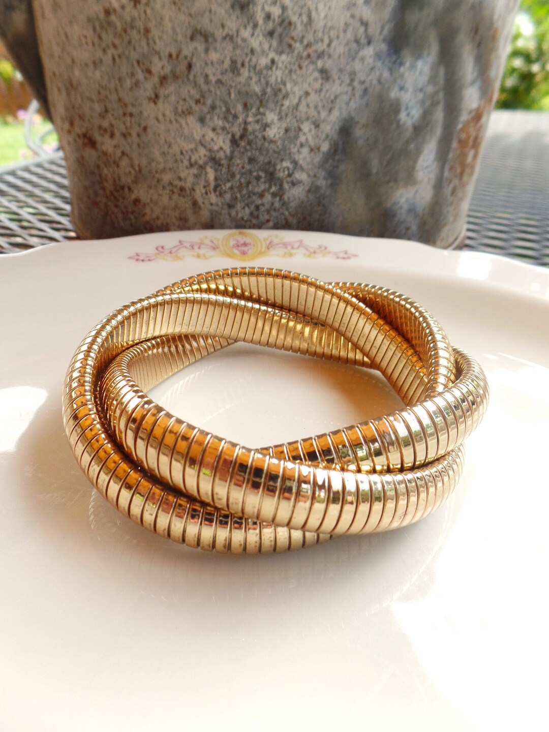 Vintage Gold Snake Chain Bracelet, Stretchy Multi Chain Bracelet ...