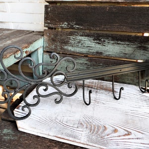 Vintage Wrought Iron Skeleton Key Wall Hook Large Oversized Key Mid ...