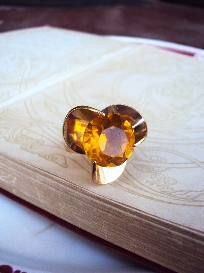 Vintage Sarah Coventry Ring Cocktail Ring Large Topaz - Etsy