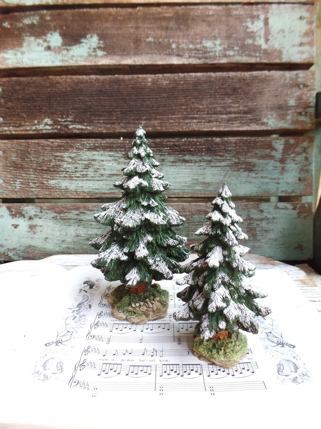 Vintage Department 56 Village Snowy Scotch Pine Trees Christmas Trees ...