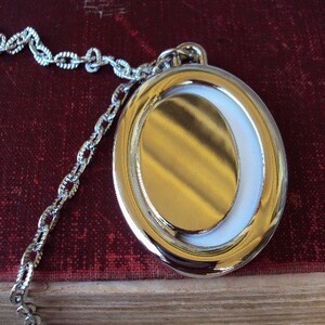 Long Necklace Picture Frame Pendant Oval Photo Frame Textured Chain ...