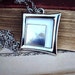 Long Necklace Picture Frame Pendant Photo Frame Textured Chain Silver ...