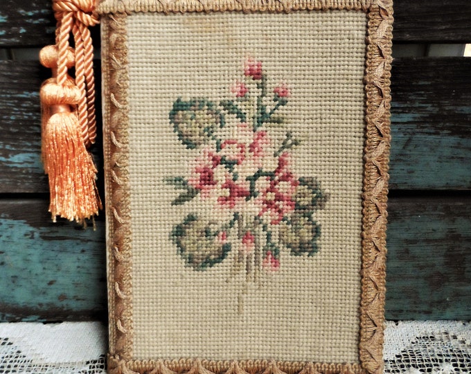 Vintage Needlepoint Book Cover Phone Book Address Book Finished Needle ...