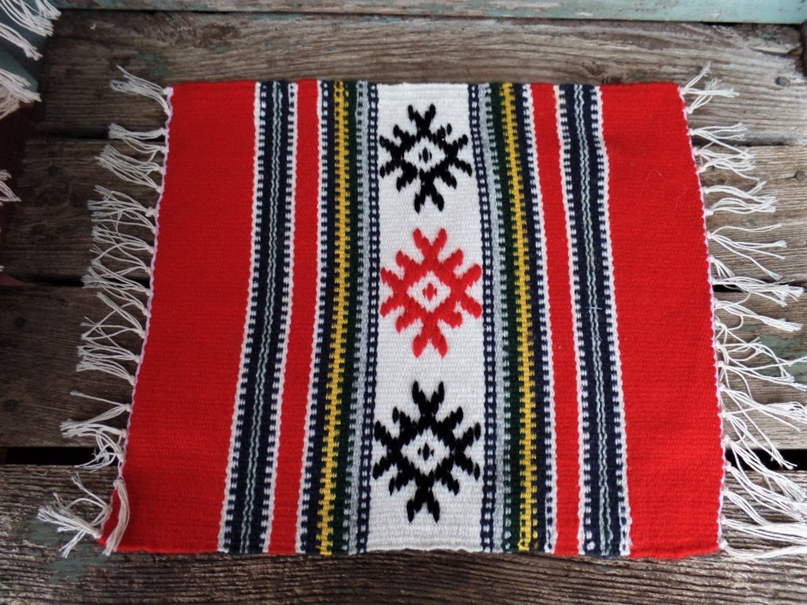 Vintage Woven Wool Table Runner Placemats Weaved Scandinavian - Etsy