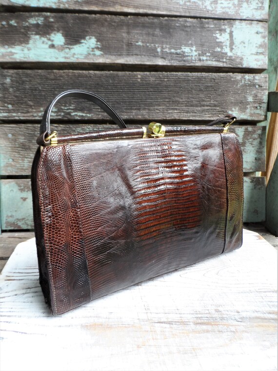 1940s lizard reptile leather - Gem