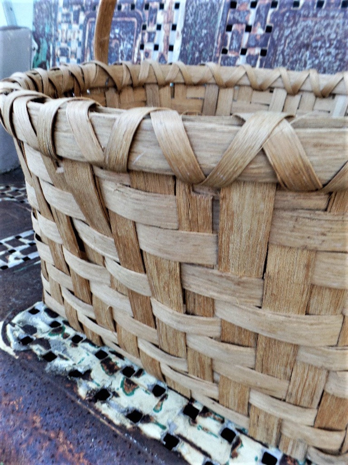 Antique Large Farmhouse Basket Split Oak Splint Gathering | Etsy
