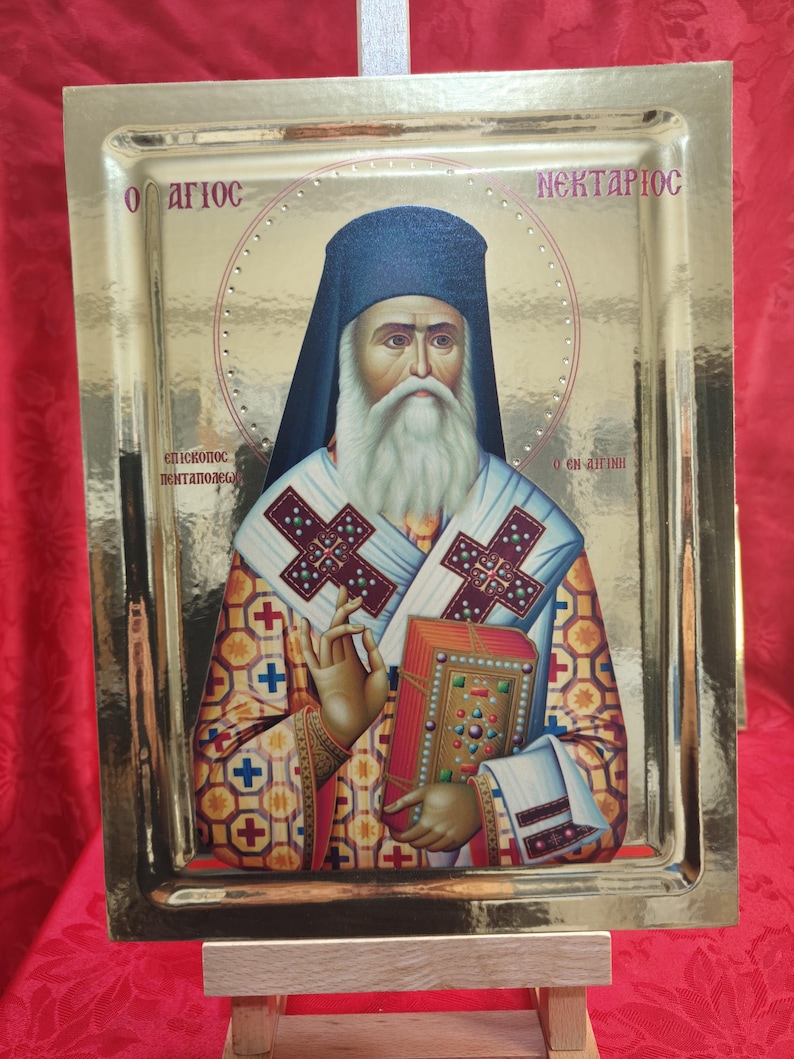 Handmade Saint Nektarios of Aegina Icon: Greek Orthodox Gilding ...