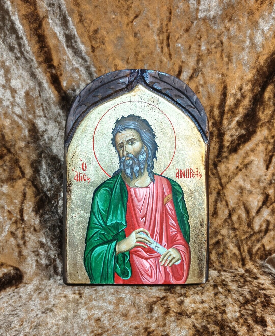 Handpainted Saint Andrew Icon: Greek Orthodox Art, Gold Leaf/religious ...