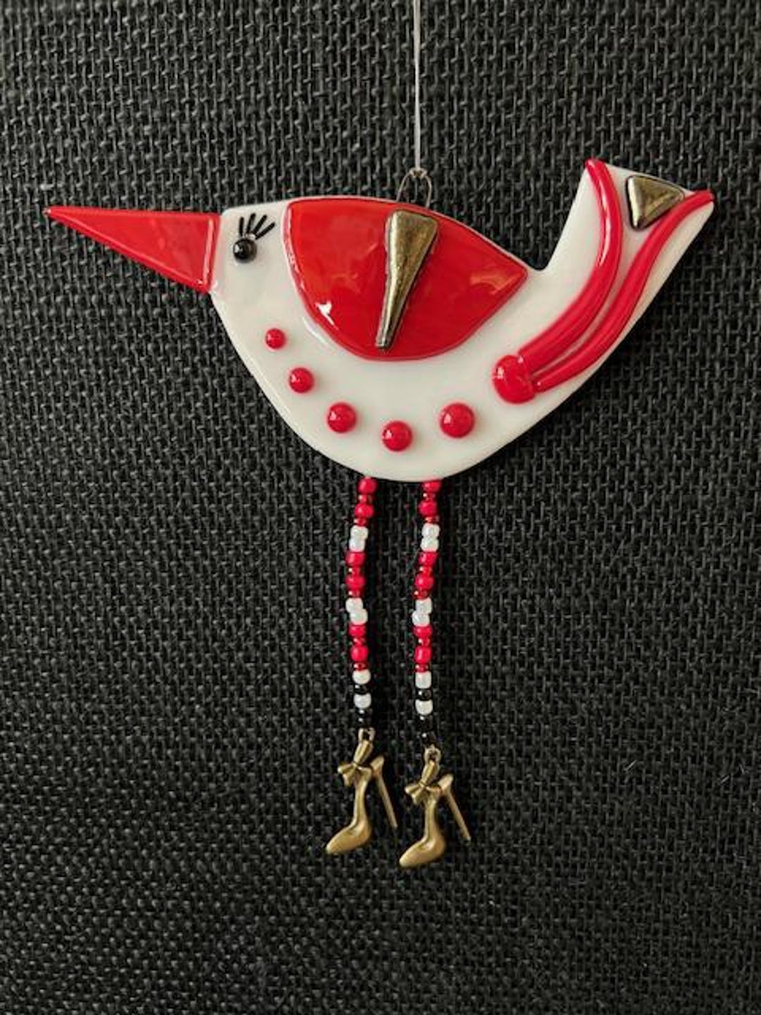 Fused Glass Bird With Beaded Legs and High Heels - Etsy