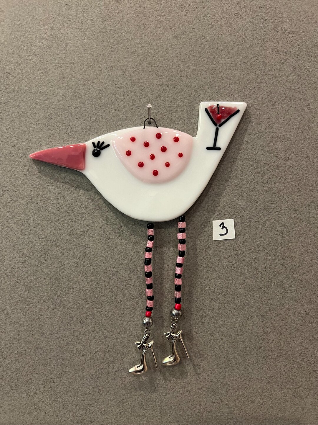 Fused Glass cocktail Bird Ornament / Decoration - Etsy