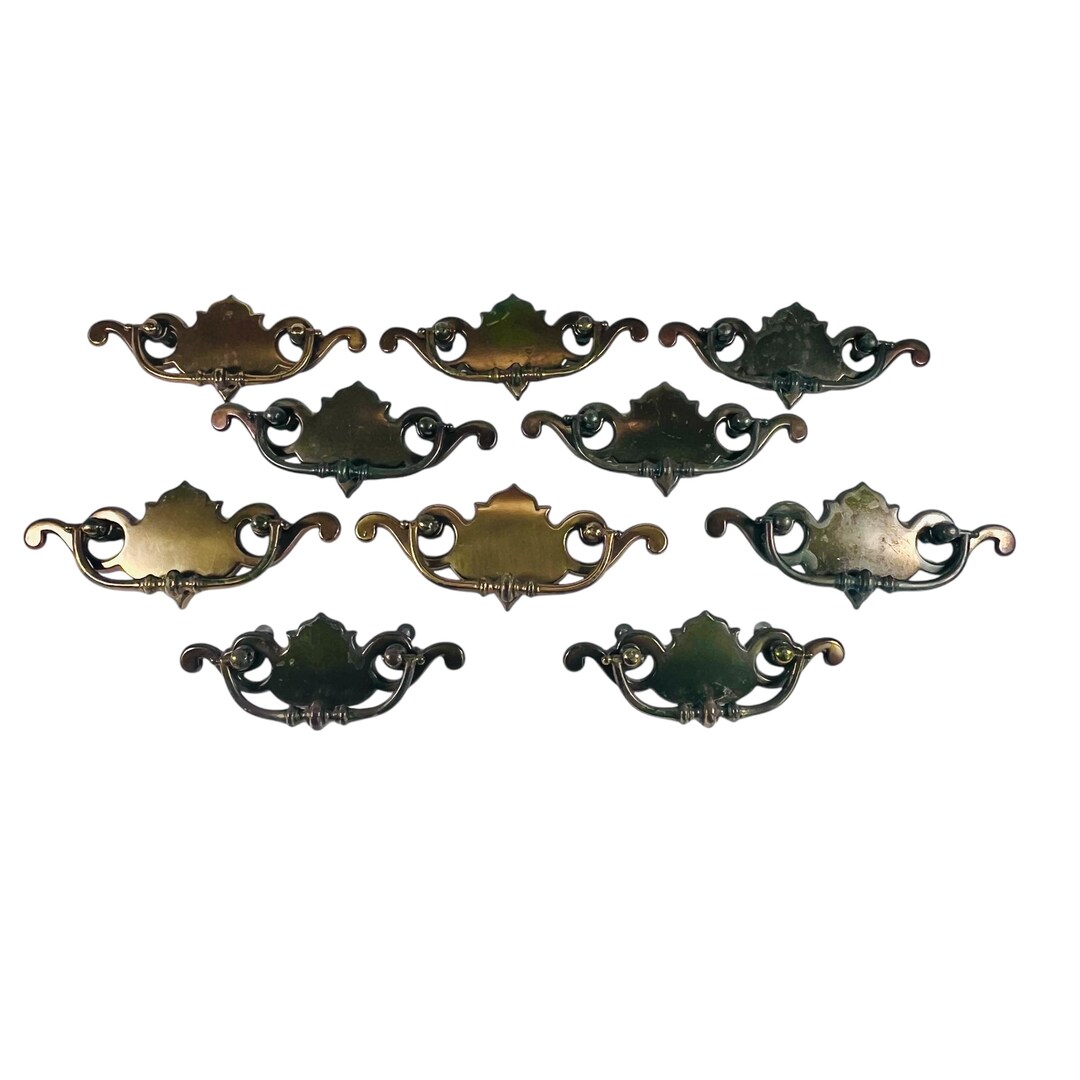 10 Vintage KBC BRASS DRAWER Handles Chippendale Bail Pulls Keeler Brass ...