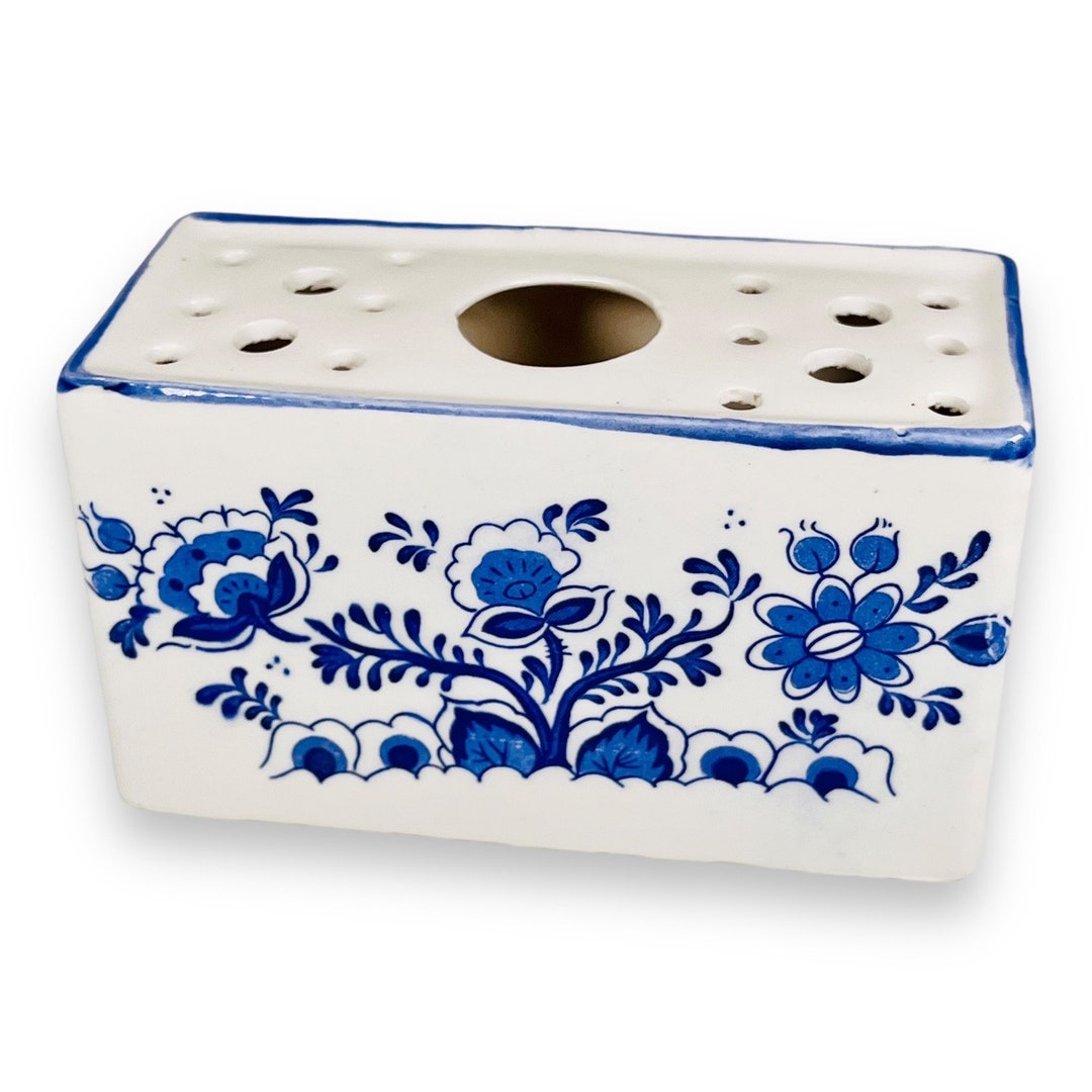 Vintage Blue Onion Flower Frog Brick Vase White Ceramic Japan 1970s - Etsy