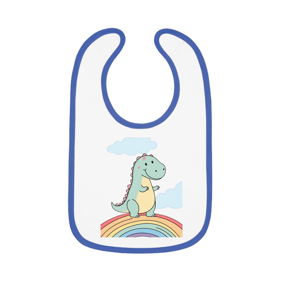 Dino Rainbow Baby Bib: Combed Cotton Infant Mealtime Bib - Etsy