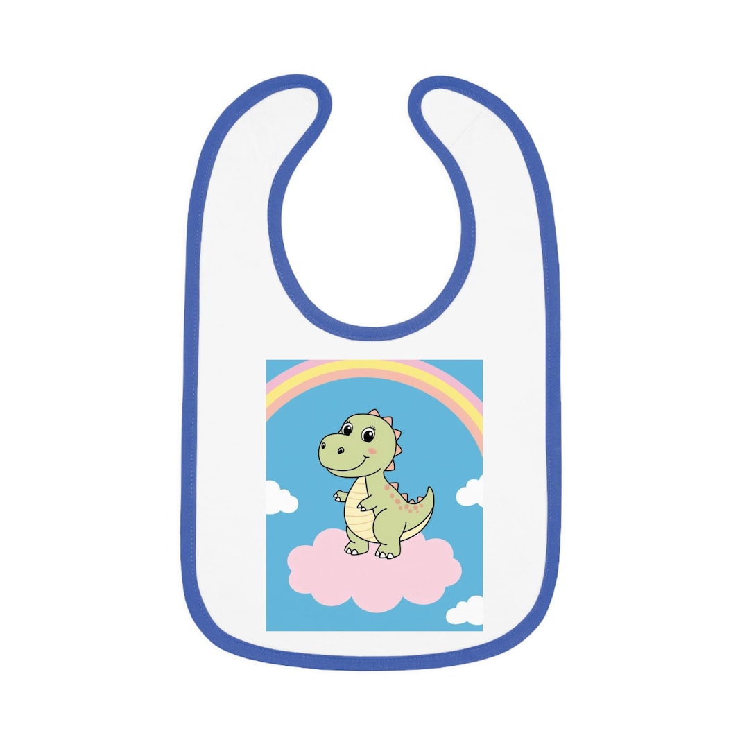 Dinosaur Rainbow Baby Bib, Cute Baby Gift, Toddler Feeding Bib, Gender ...