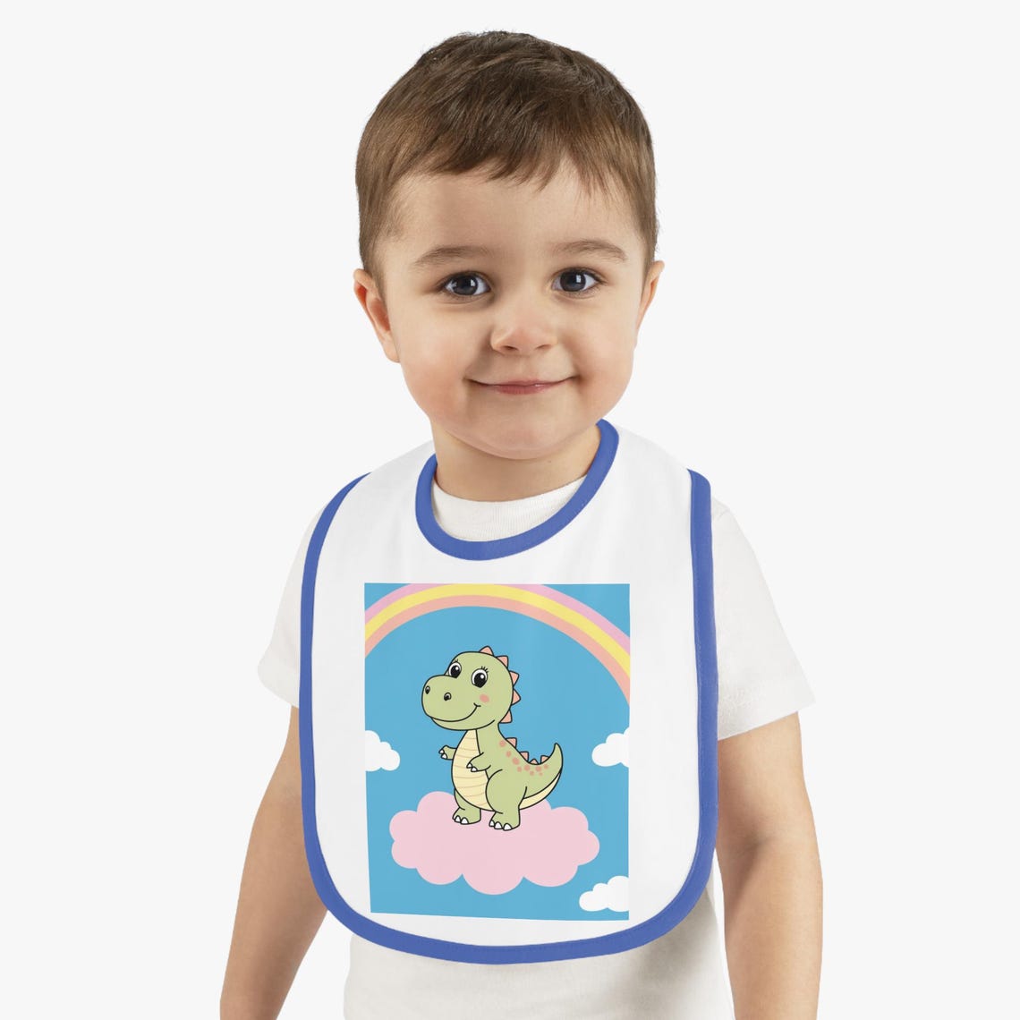 Dinosaur Rainbow Baby Bib, Cute Baby Gift, Toddler Feeding Bib, Gender ...