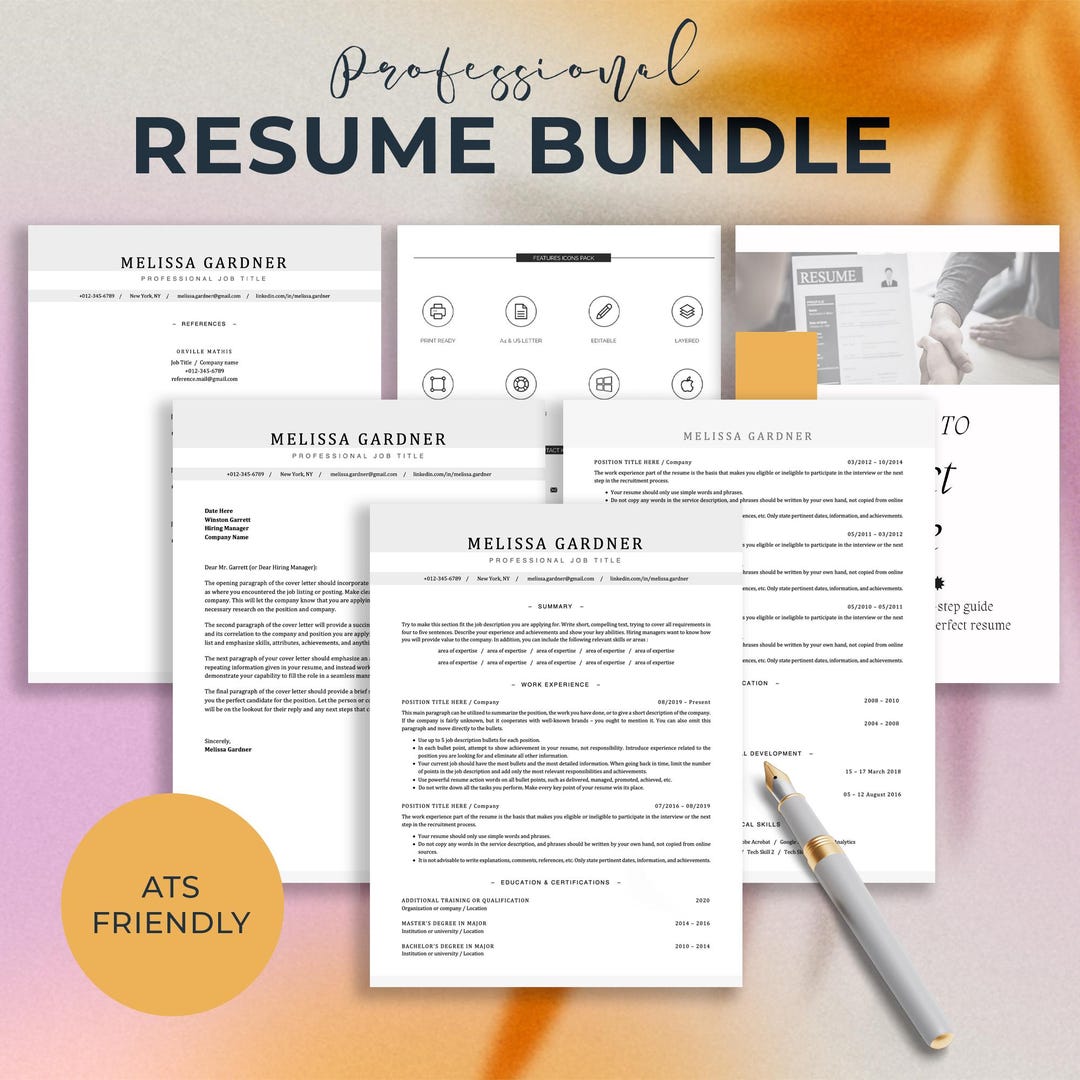 Modern ATS Friendly Resume Template for Word and Pages Resume Template ...