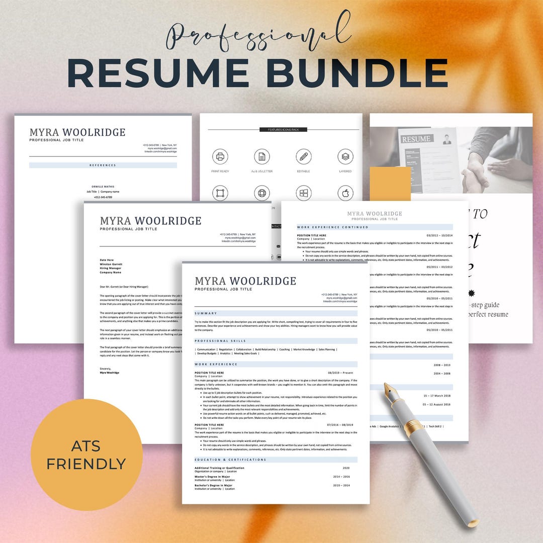 Executive ATS Friendly Resume Template for Word and Pages Resume ...
