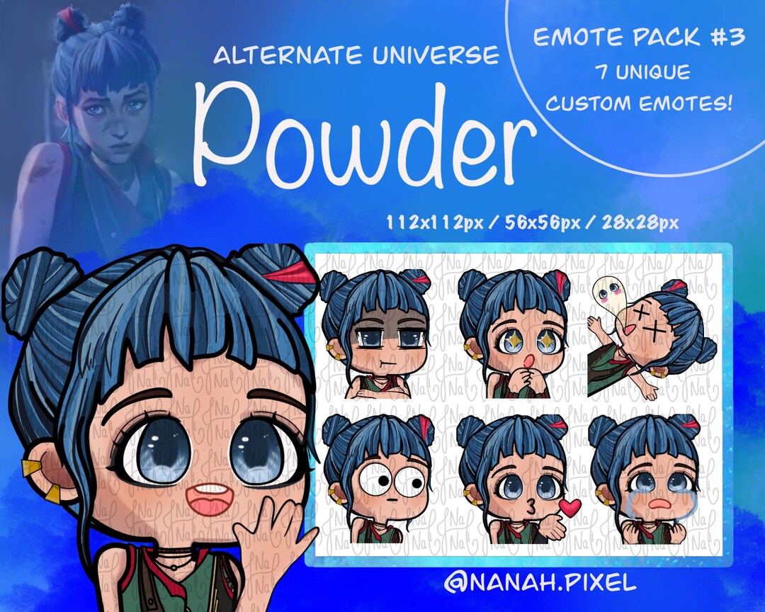 Powder Alternative Universe Emote Pack, 07 Custom Emotes for Twitch ...