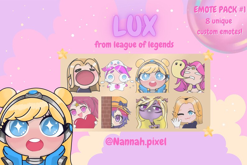 Chibi Lux 8 Custom Emote Pack for Twitch/ Discord Lux League of Legends LOL - Etsy