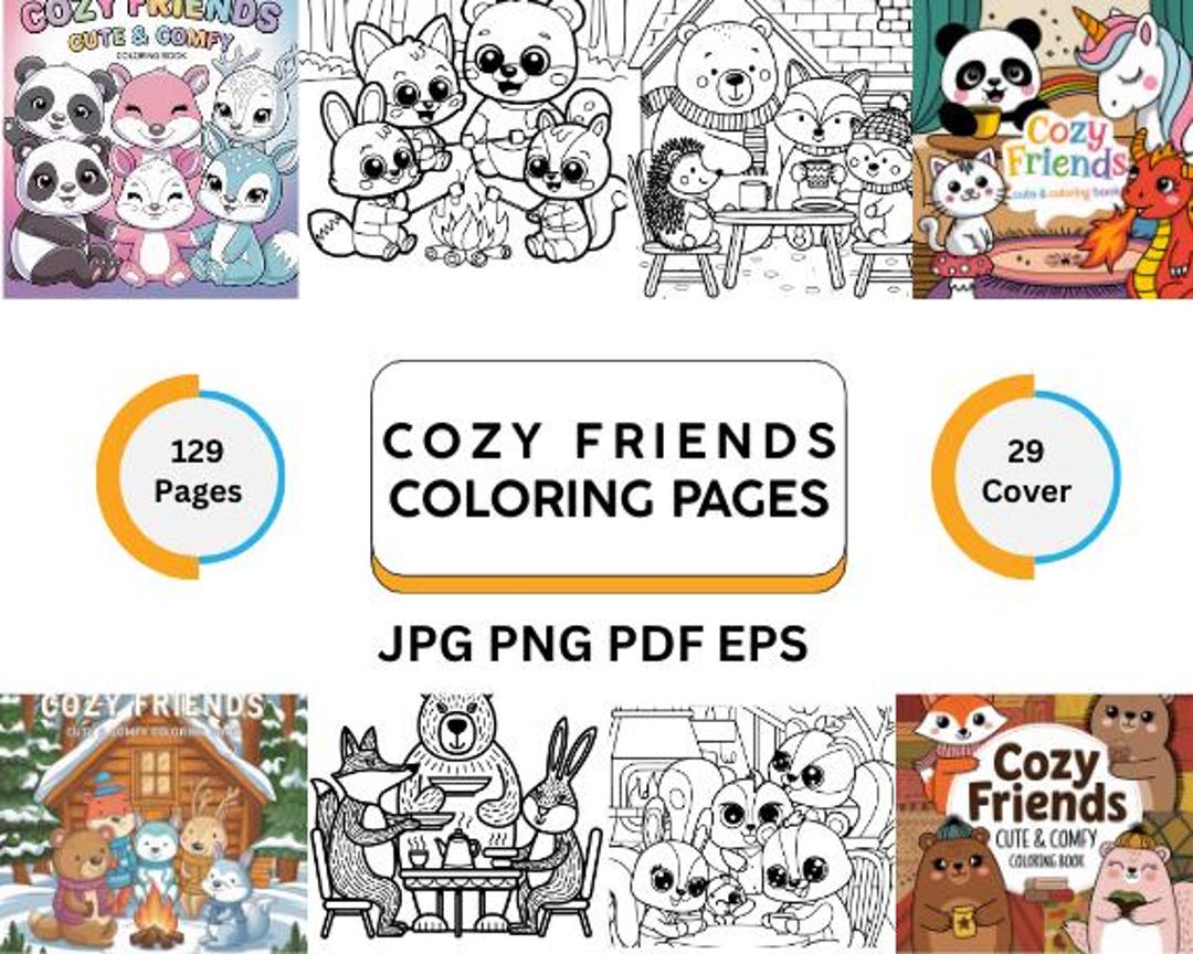 Cozy Friends Cute & Comfy Super Cute Animal Characters Coloring Book ...