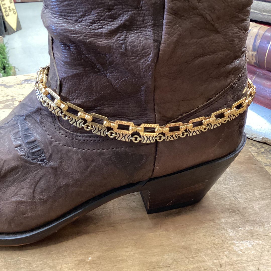 Boot Jewelry, Gold Metal Double Chain Boot Bracelet, Gold Boot Bling ...