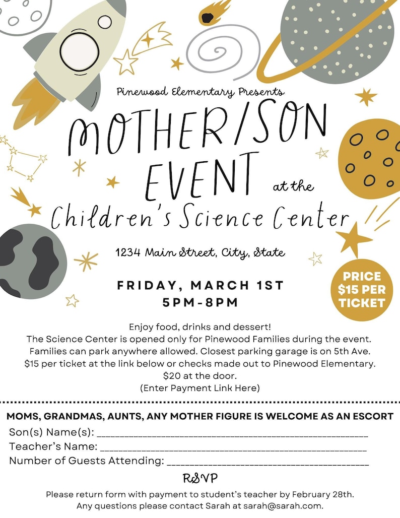 Mother Son Editable Flyer, School Dance Invite, Editable Dance ...