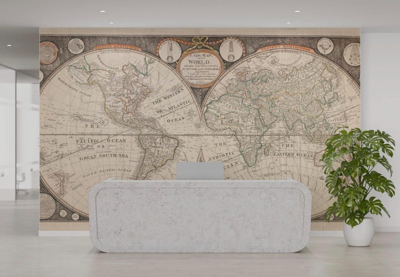 1770s Antique World Map | Capt. Cook Discoveries | Solar System ...