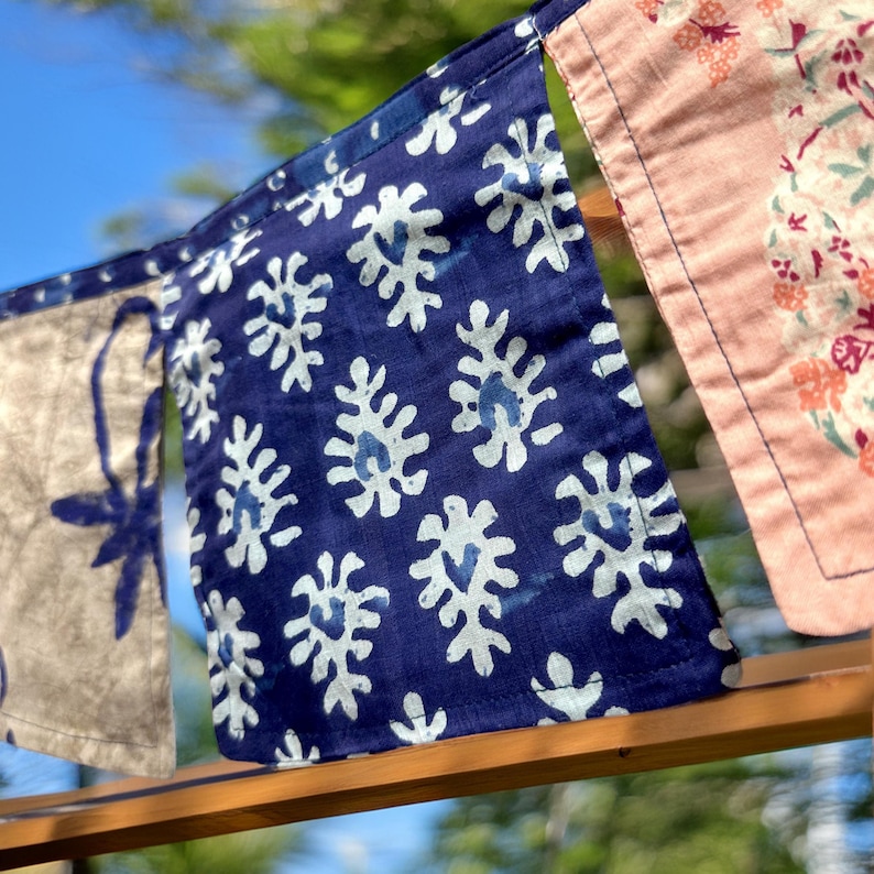 Handmade Indian Cotton Bunting, Colorful Floral Fabric Garland, Boho ...