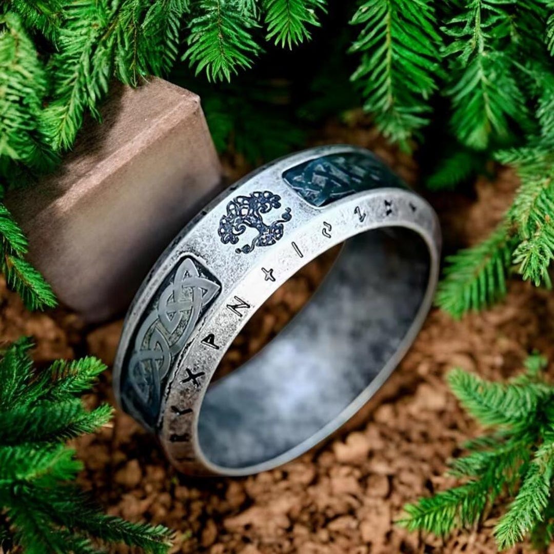 Yggdrasil Viking Ring Runes Tree of Life Ring Stainless Steel Ring ...