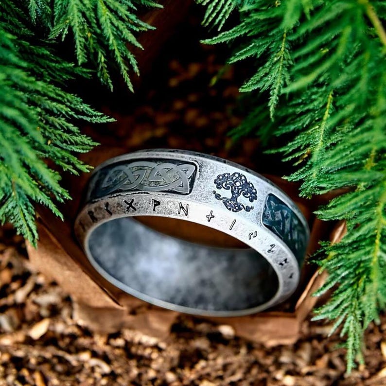 Yggdrasil Viking Ring Runes Tree of Life Ring Stainless Steel Ring ...