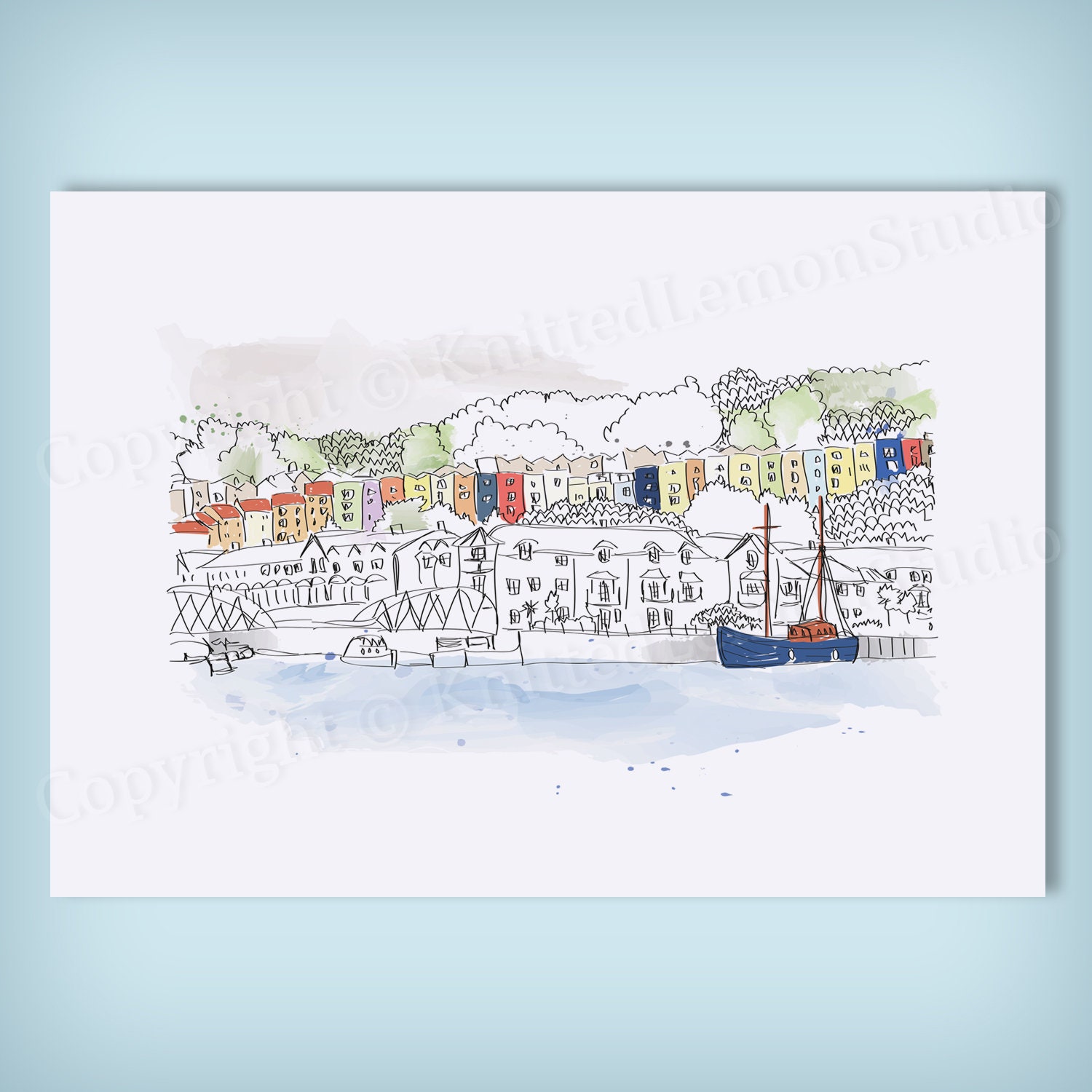 Bristol Art Print, Bristol Illustration, Hotwells, Clifton Wood ...