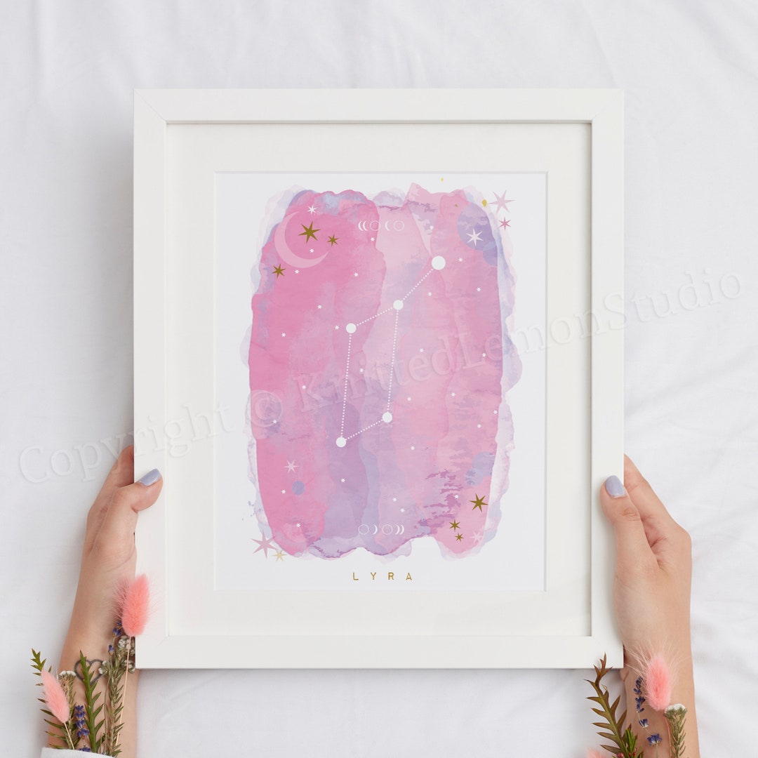 Lyra Constellation, Lyra Art Print, New Baby Lyra Gift, Astronomy Print ...