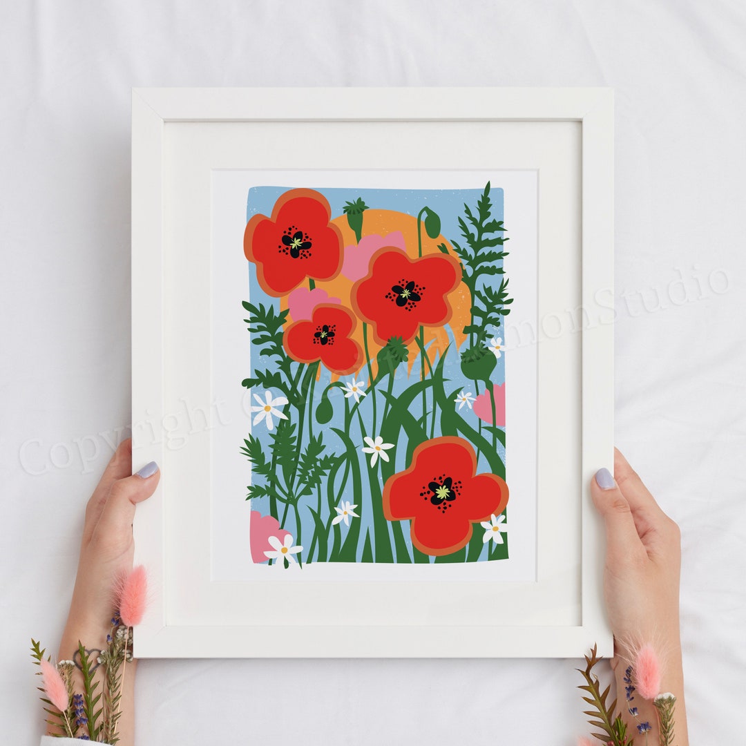 Poppy Print, Poppies Gifts, Poppy Art Print, Floral Prints, Flower Wall ...