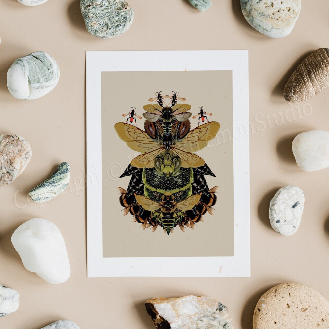Bee Art Print, Bee Decor, Insect Art, Bee Lover Gift, Bumble Bee ...