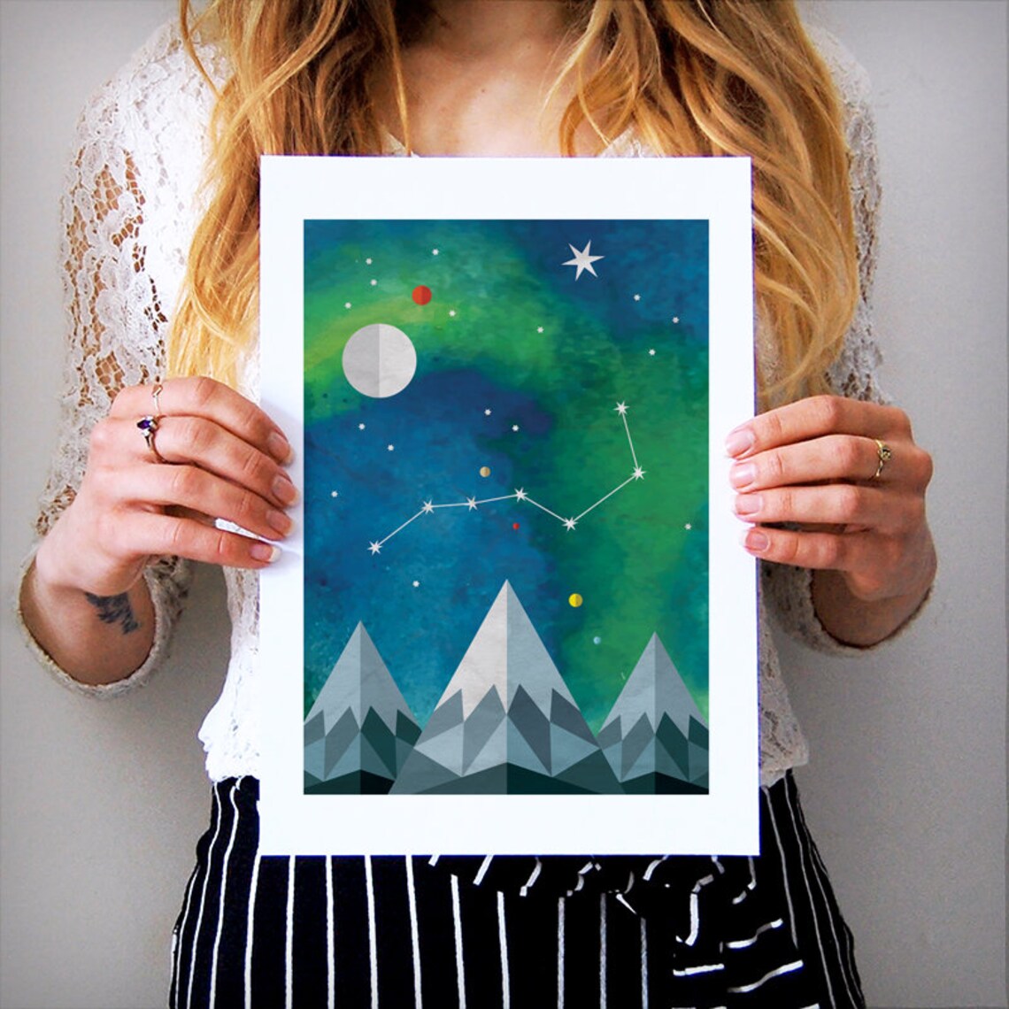 Polaris, Night Sky, Print, North Star, Big Dipper, Plough, Art ...