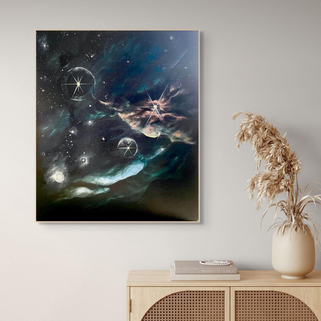ORIGINAL Acrylic Painting Varnished Deep Field Diamonds Starscape ...
