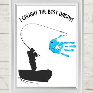 Daddy Handprint 1 Kid Printable, Gift From Kids, DIY Fathers Day, Fish ...