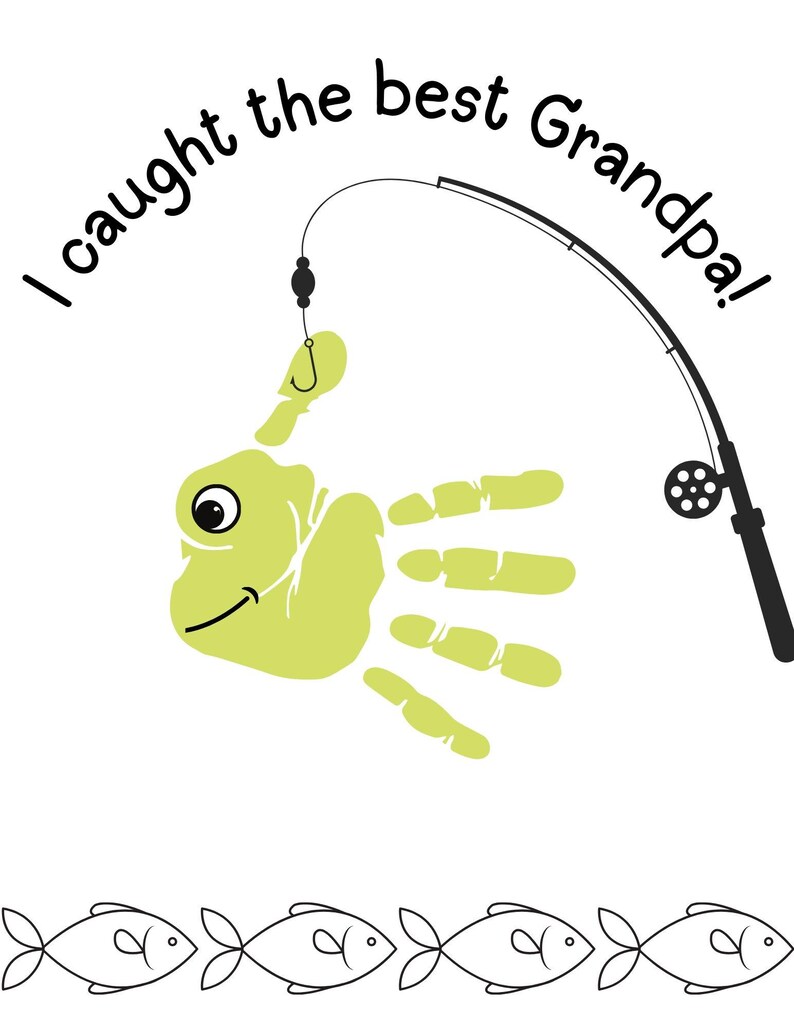Grandpa Handprint Printable Fish, Gift From Grandkids, DIY Fathers Day ...