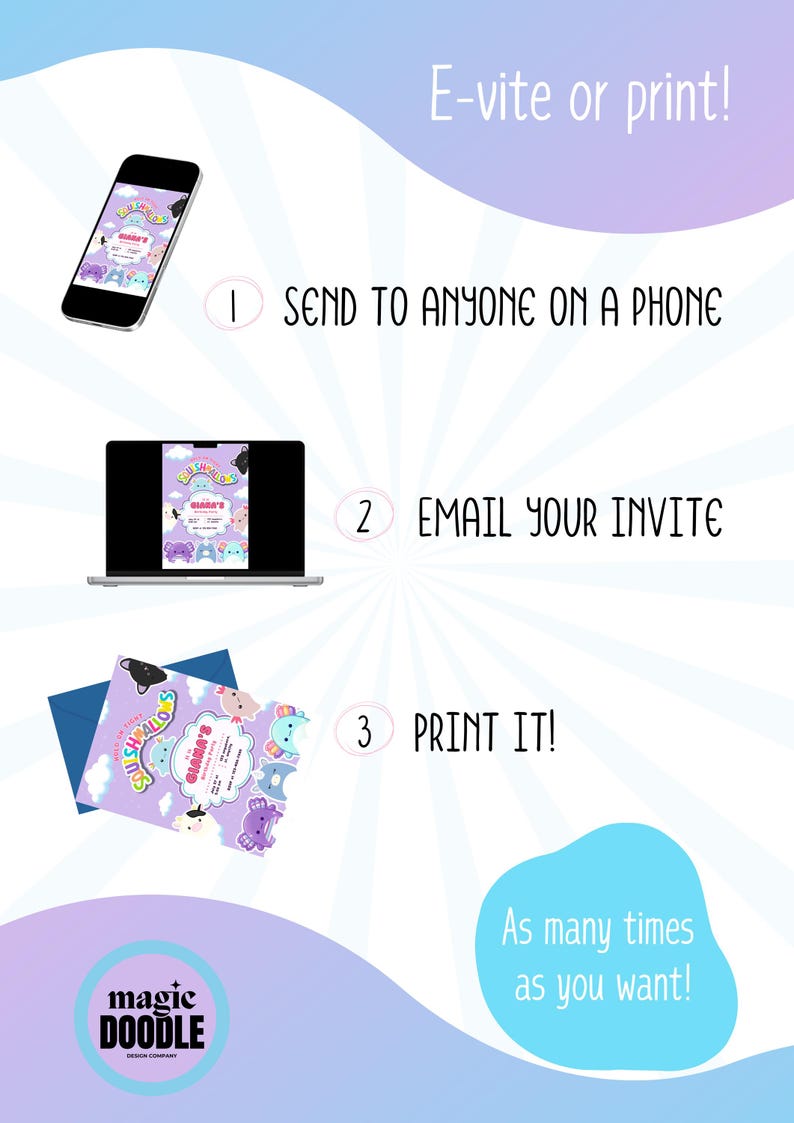 Squishmallow Themed Digital Birthday Invitation MEGA Bundle for Kids ...