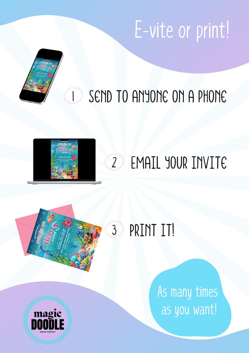 Under the Sea Birthday Invitation Bundle | Ocean Party Digital Invite ...
