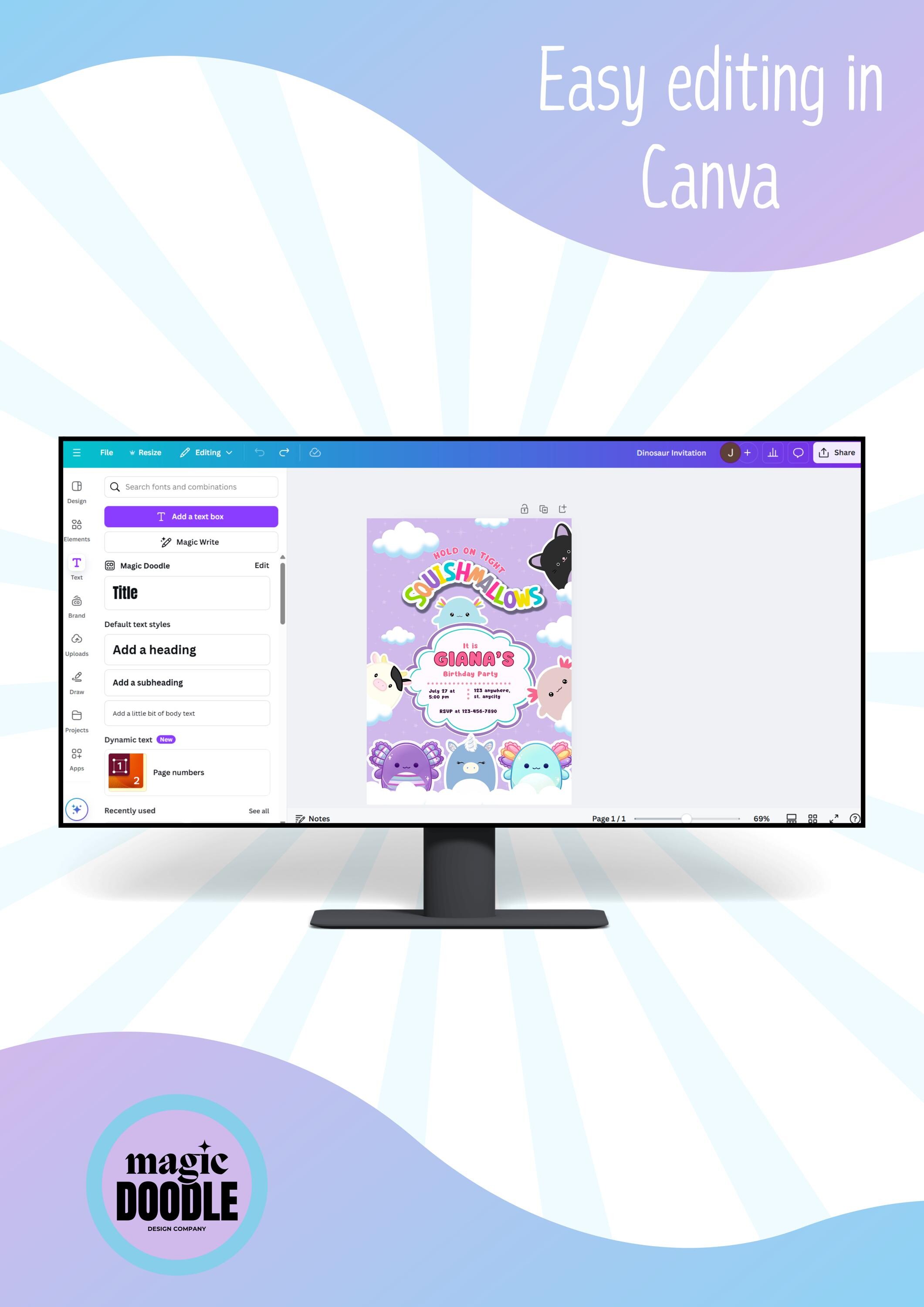 Squishmallow Themed Digital Birthday Invitation MEGA Bundle for Kids ...