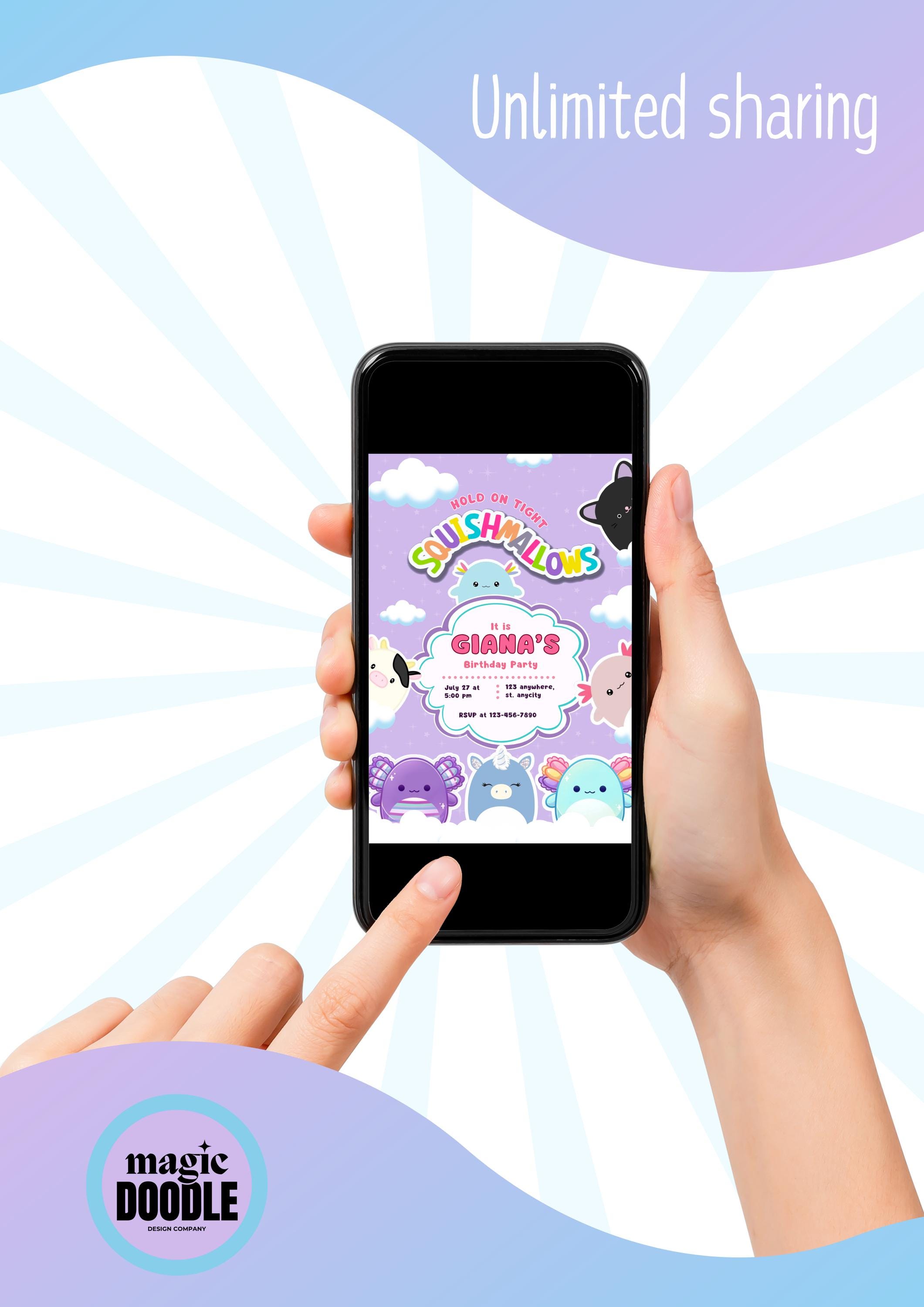 Squishmallow Themed Digital Birthday Invitation MEGA Bundle for Kids ...