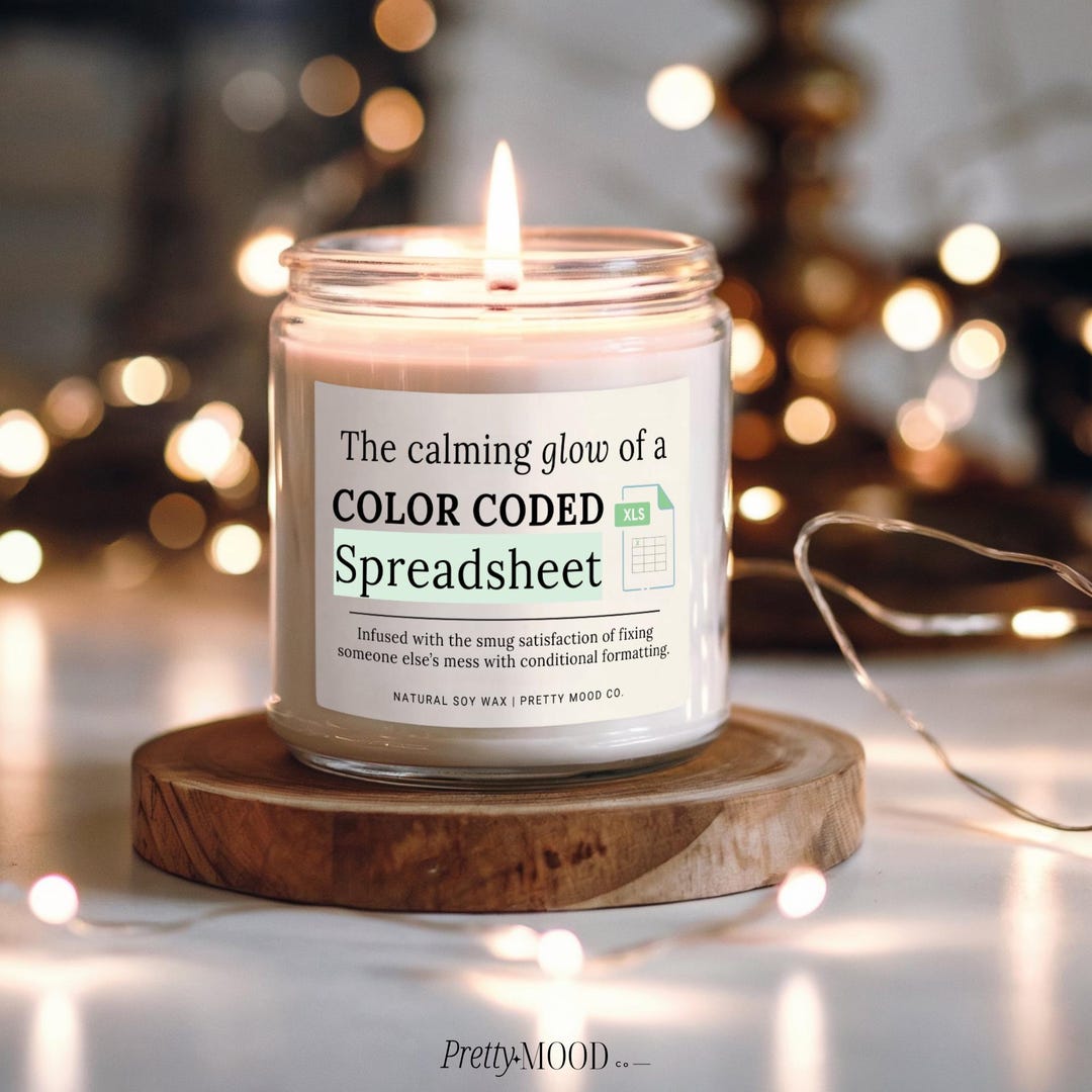 Color Coded Spreadsheet Funny Candle, Actuary, Accountant Gift, Data ...