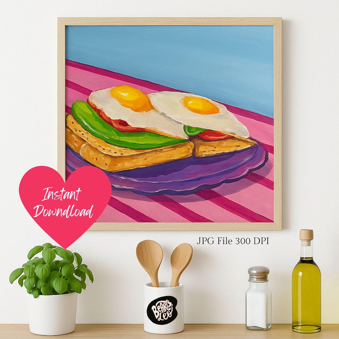 Avocado Toast Gouache Painting – Food Art Print (digital Download) - Etsy