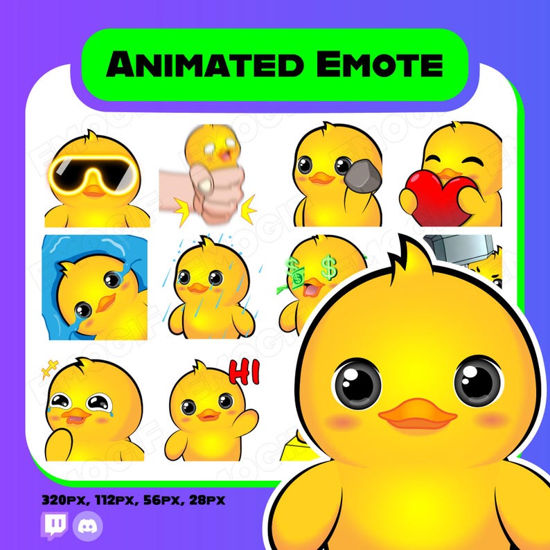 12x Animated Duck Emotes Pack: Twitch & Discord (digital Download) - Etsy