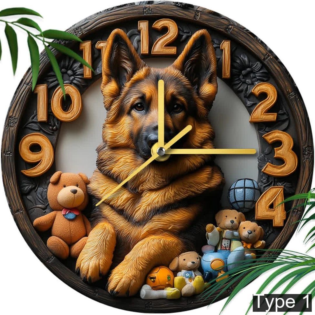 German Shepherd Pet Clock Perfect Pet Memorabilia, Home Décor, and ...