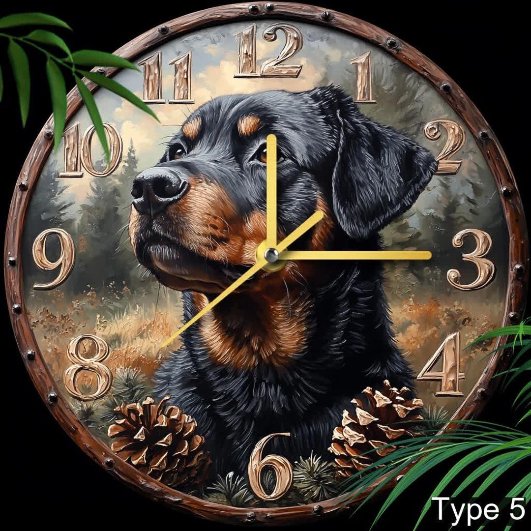 Rottweiler Pet Clock HD Textured Printing, Perfect Gift for Pet Lovers ...
