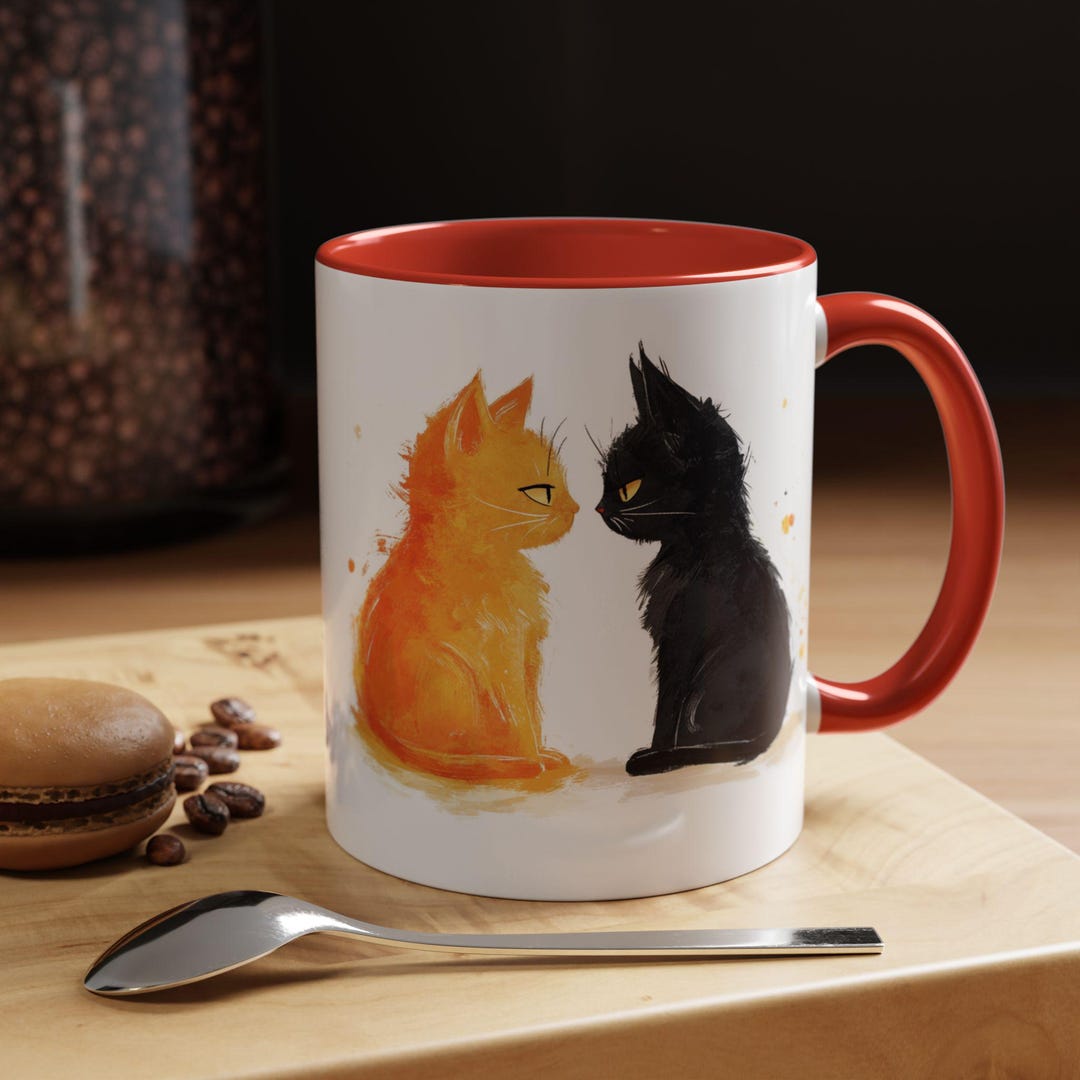 Custom Cat Mug With Black and Orange Cats - Personalized Cat Lover Gift ...