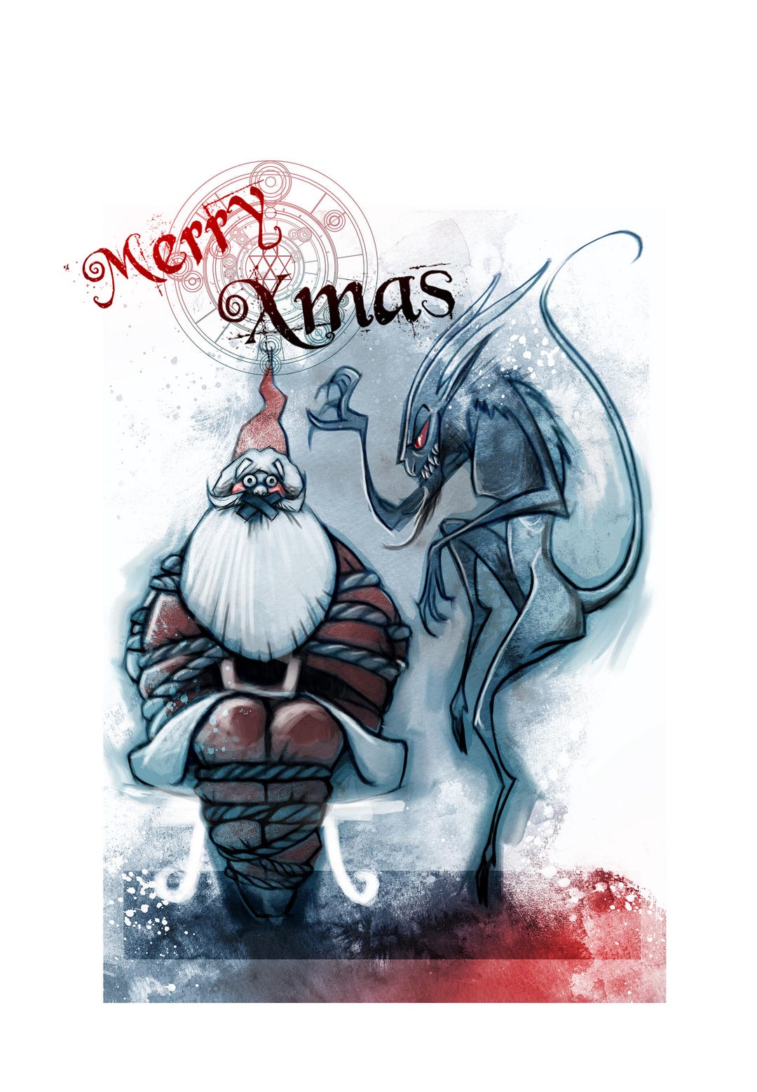 Krampus and Santa Claus. Humorous Print With Christmas Motif - Etsy