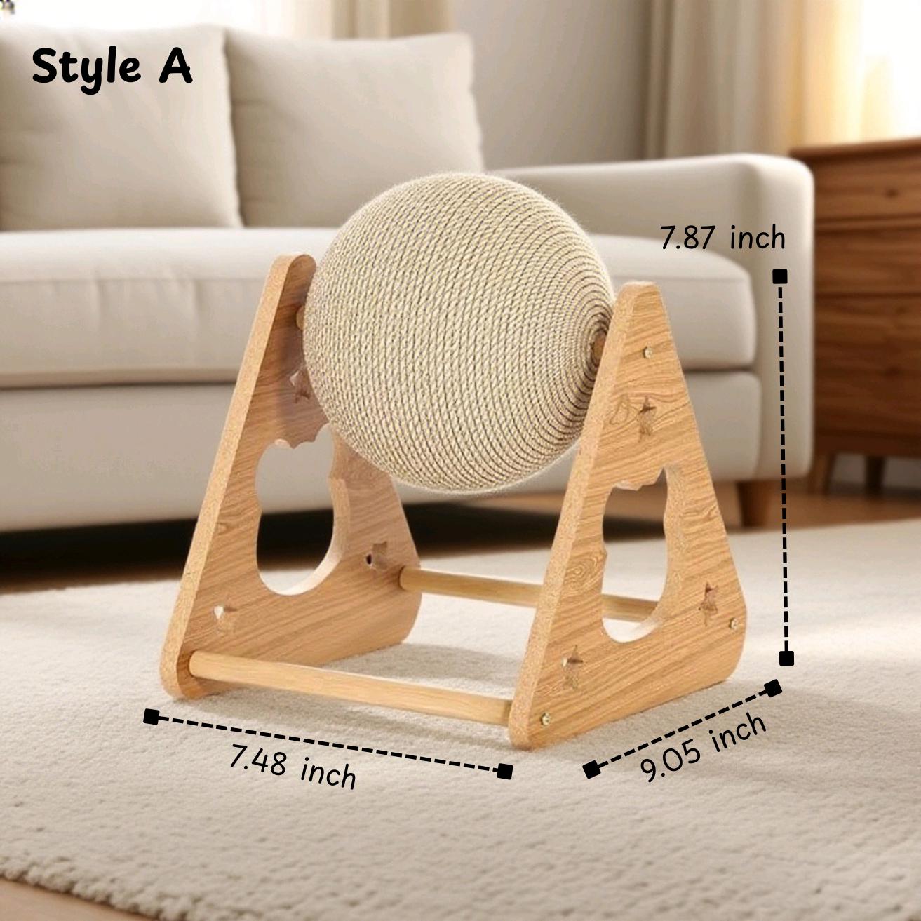 Interactive Rope Cat Scratching Ball Toy, Wooden Base Cat Scratcher ...